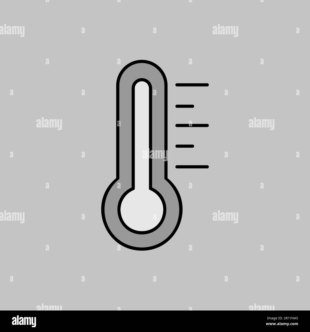 Thermometer heat hot vector grayscale icon. Meteorology sign. Graph ...