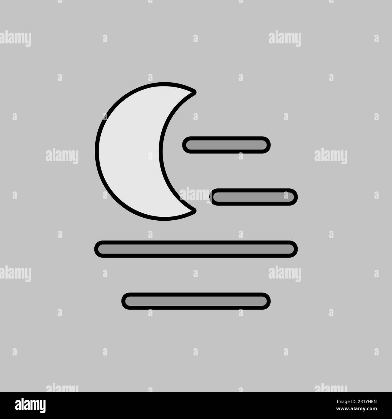 Fog night vector grayscale icon. Meteorology sign. Graph symbol for ...