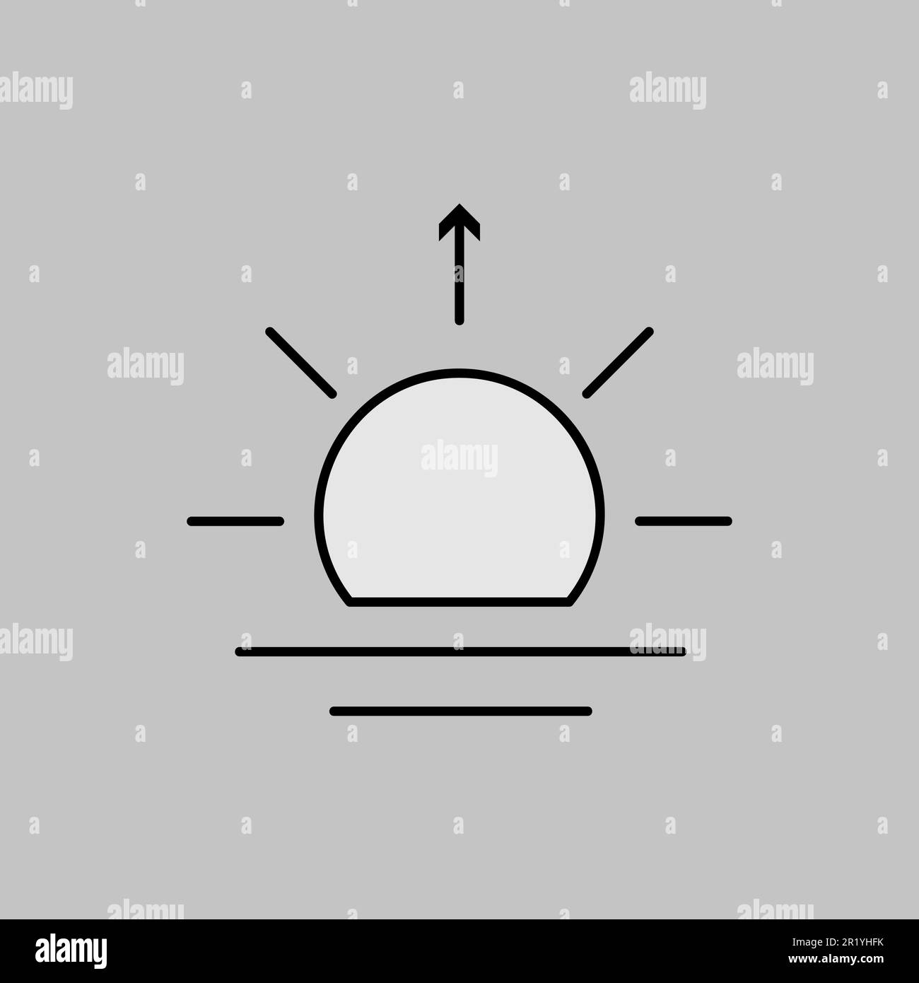 Sunrise vector grayscale icon. Meteorology sign. Graph symbol for ...