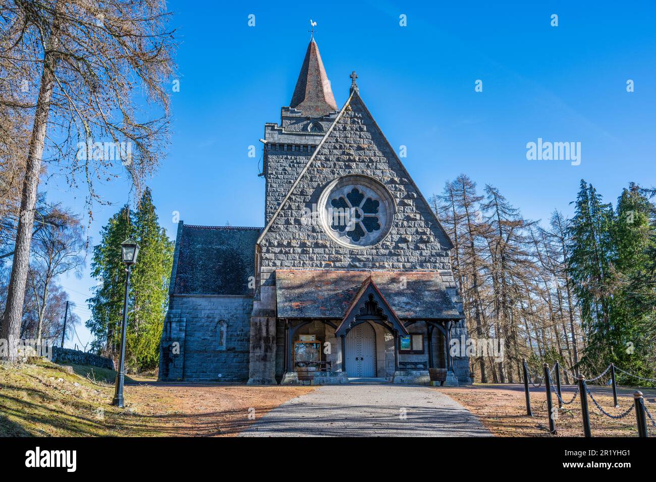 Crathie Kirk, a small Church of Scotland parish church in the Scottish ...