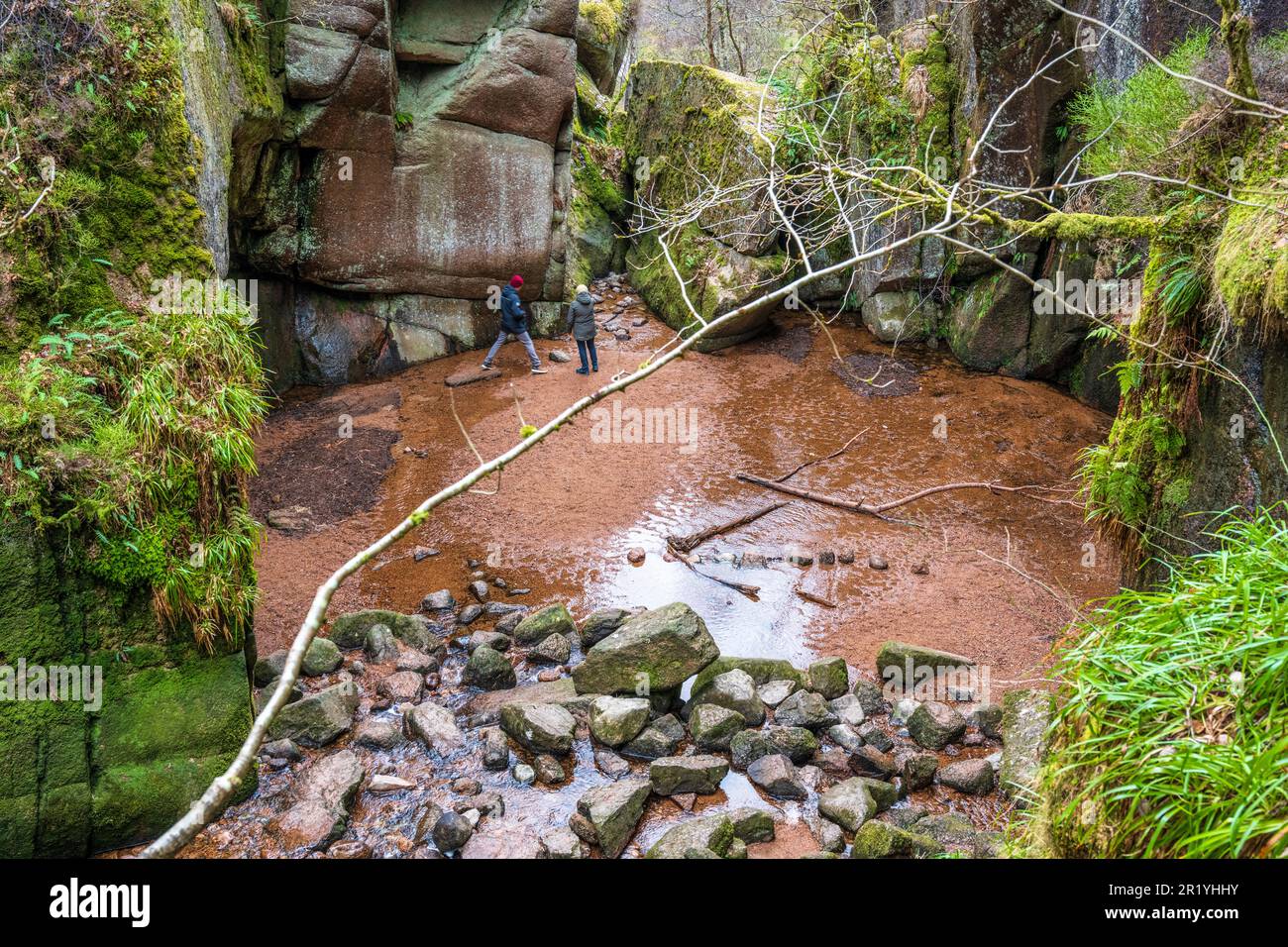 View from above the Vat, a glacial pothole, in Burn O’ Vat in Muir of ...