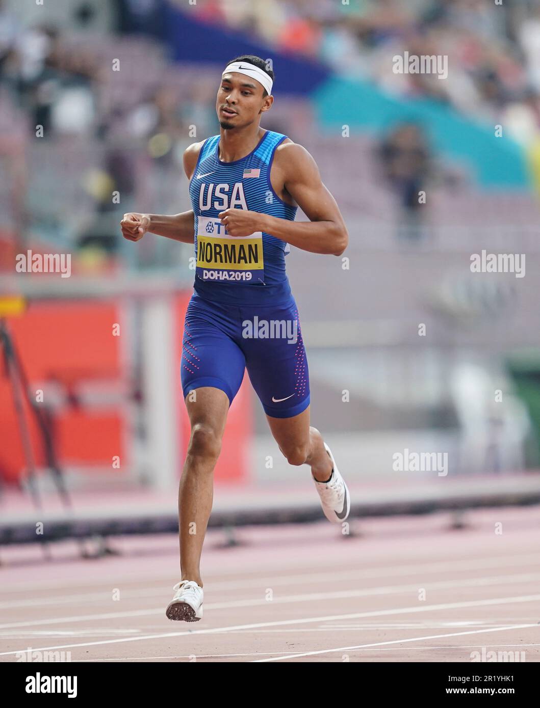 Michael Norman running the 400m at the 2019 World Athletics ...