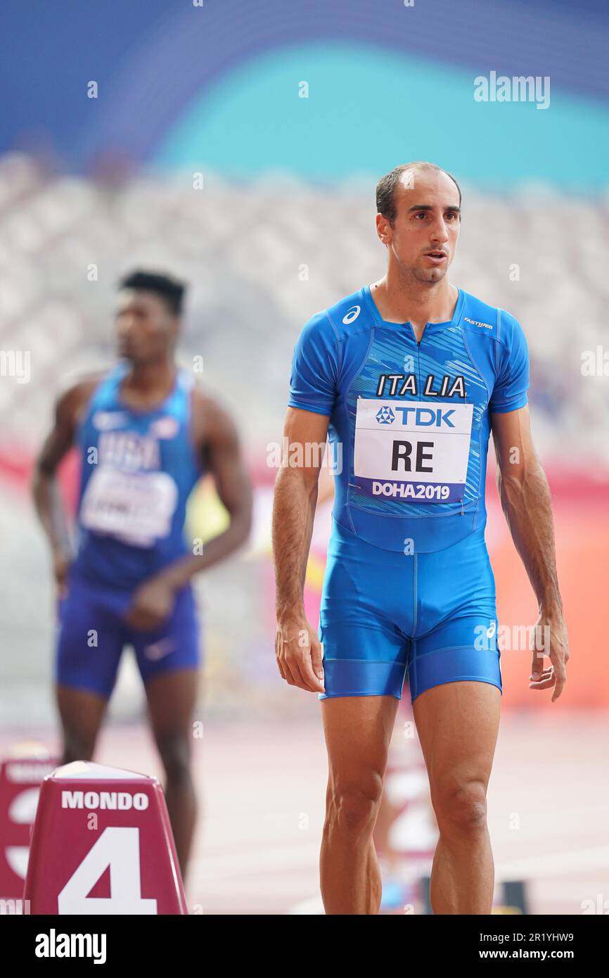 Davide Re running the 400m at the 2019 World Athletics Championships in ...