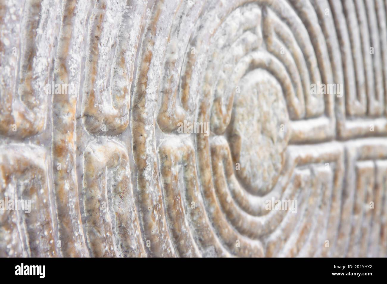 Labyrinth carved on the stone facade of a Romanesque church of the 11th ...