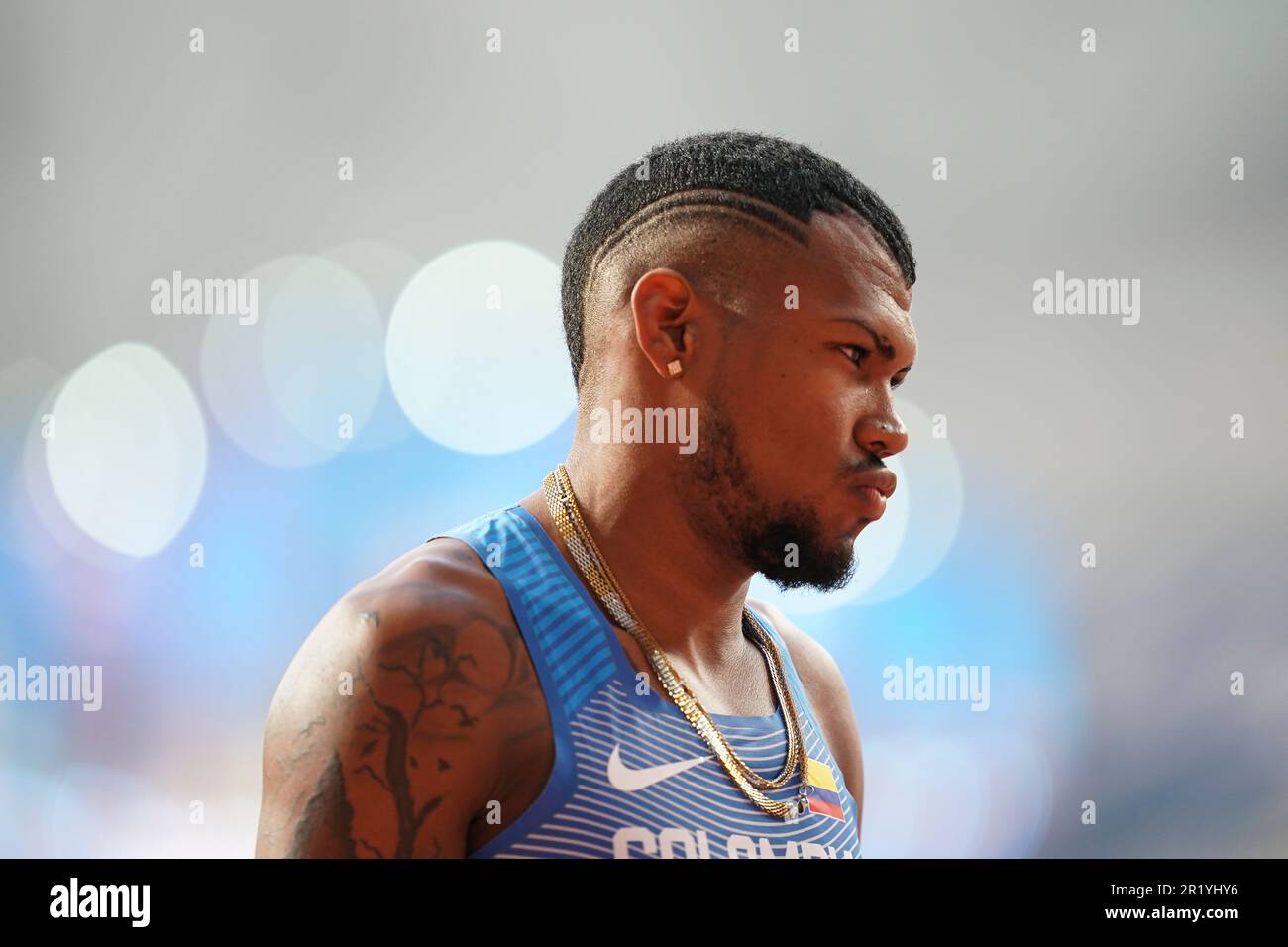 Anthony José Zambrano running the 400m at the 2019 World Athletics ...