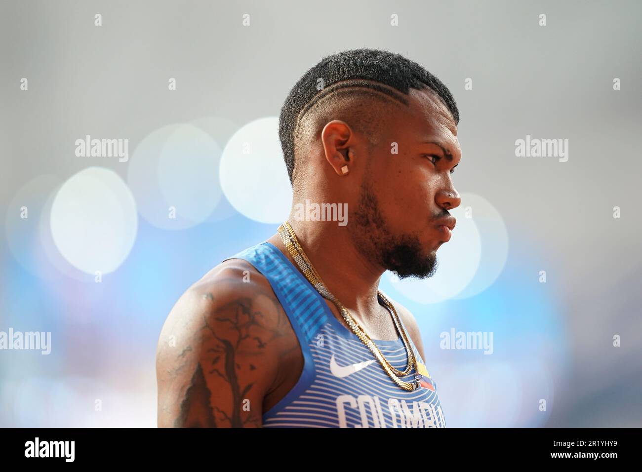 Anthony José Zambrano running the 400m at the 2019 World Athletics ...