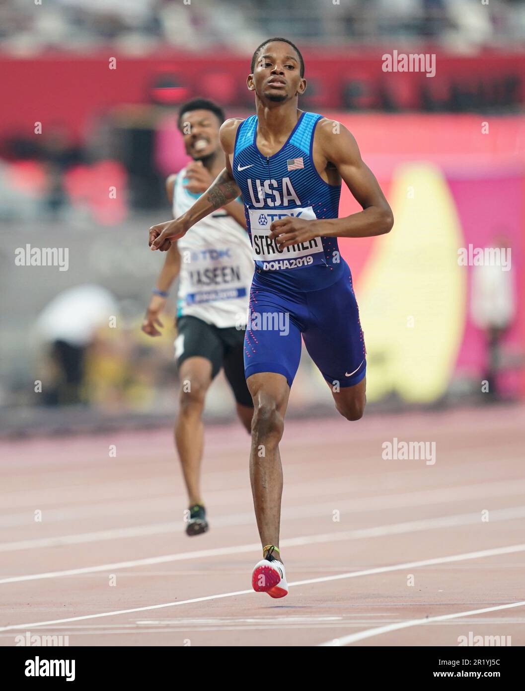 Nathan Strother running the 400m at the 2019 World Athletics ...