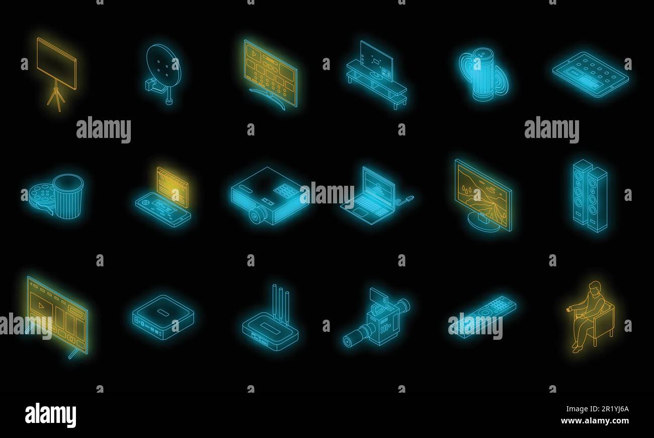 Interactive Tv Icons Set Isometric Set Of Interactive Tv Vector Icons