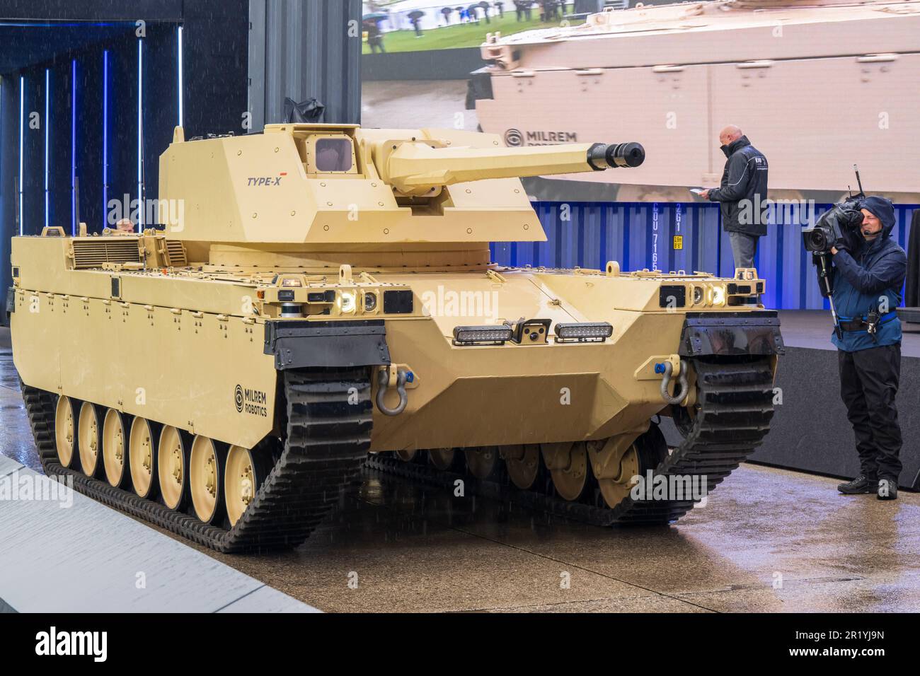 Munich, Germany. 16th May, 2023. A TYPE-X, an unmanned tracked vehicle, from defense contractor ...