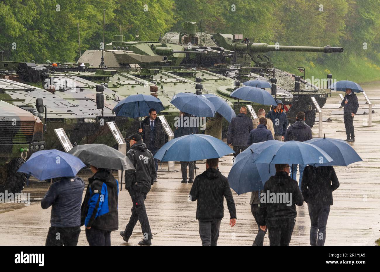 Munich, Germany. 16th May, 2023. Various combat vehicles from defense contractor Krauss-Maffei ...