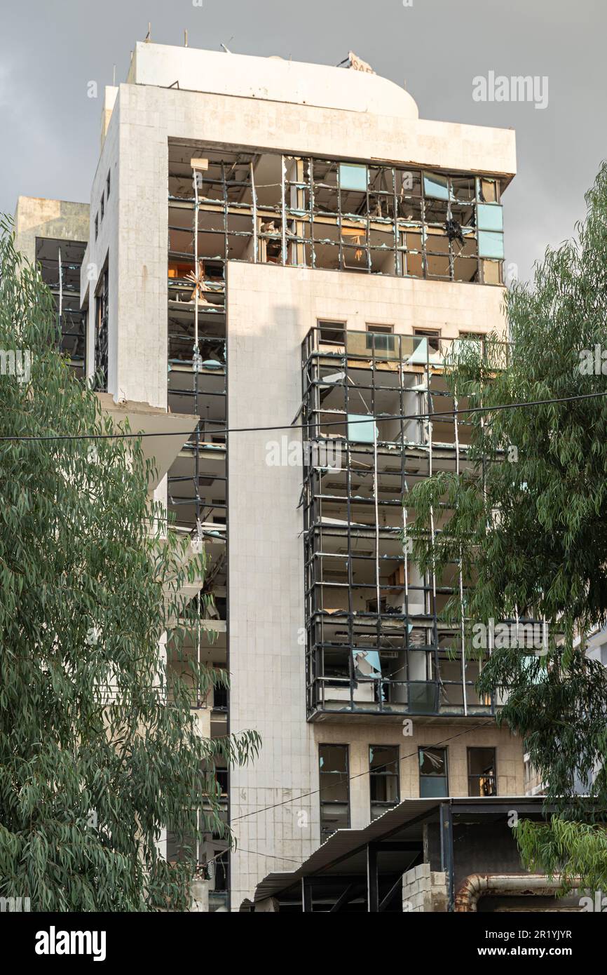 ffice building in Beirut destroyed in an explosion, Beirut, Lebanon ...