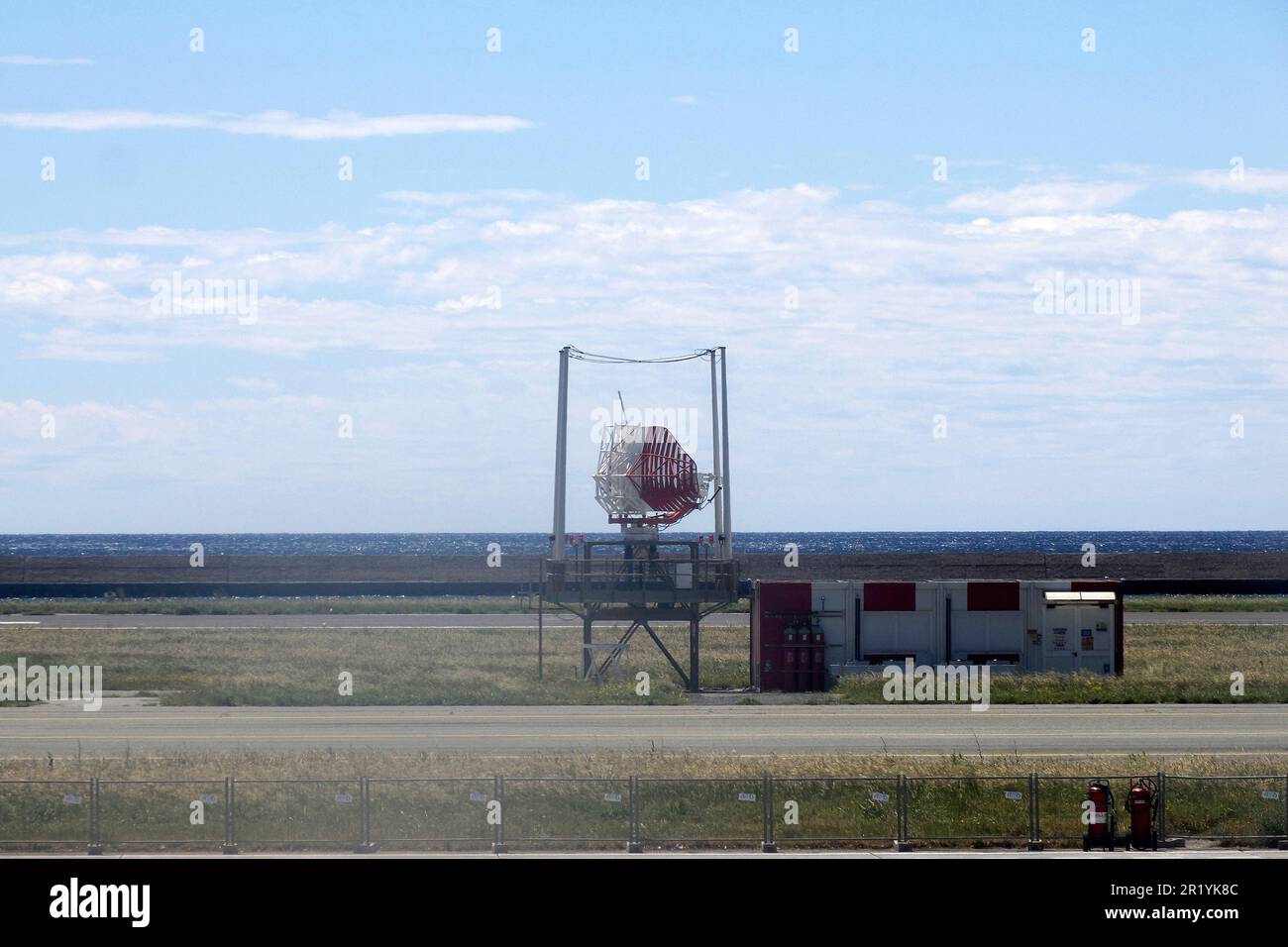 A radar Control tower at the airport of Genoa by the sea, Italy Stock ...