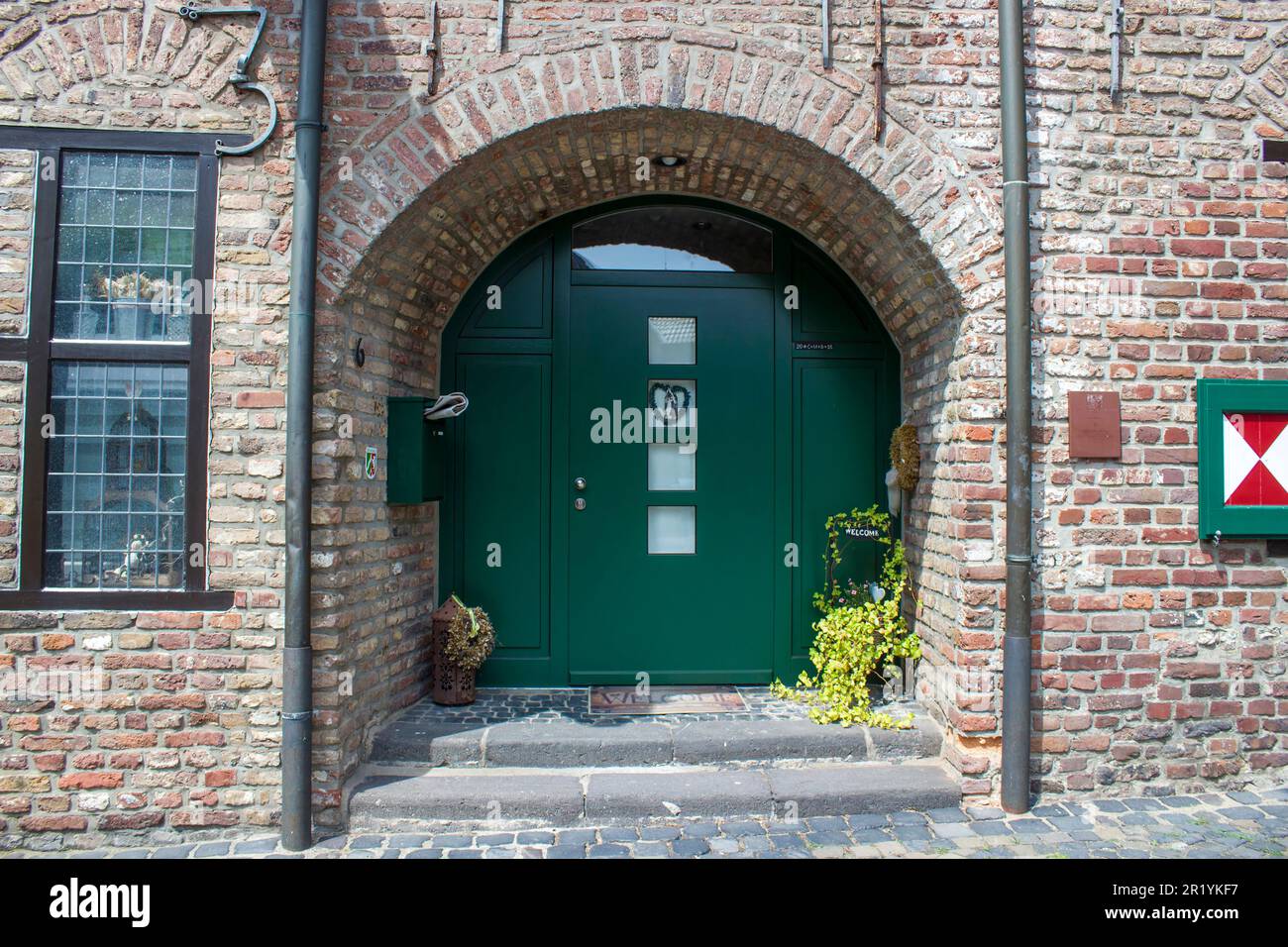 Beautiful brick house facade, Brueggen, North-Rhine Westphalia, Germany ...