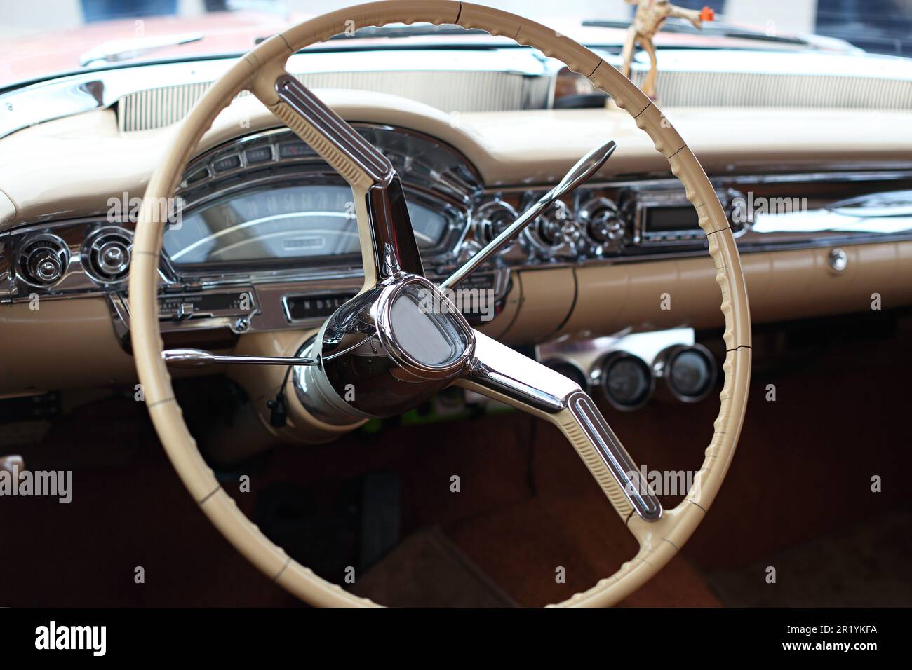 Old car cockpit Stock Photo - Alamy