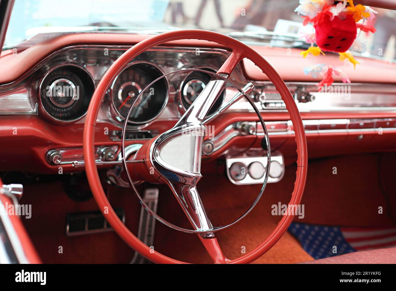 Old car cockpit Stock Photo - Alamy