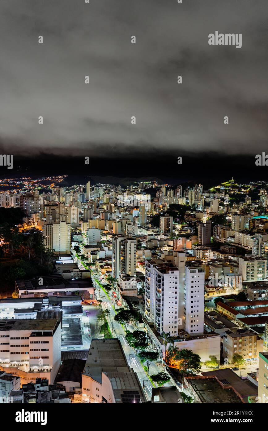 Night skyline of Brazilian city with illuminated skyscrapers and ...