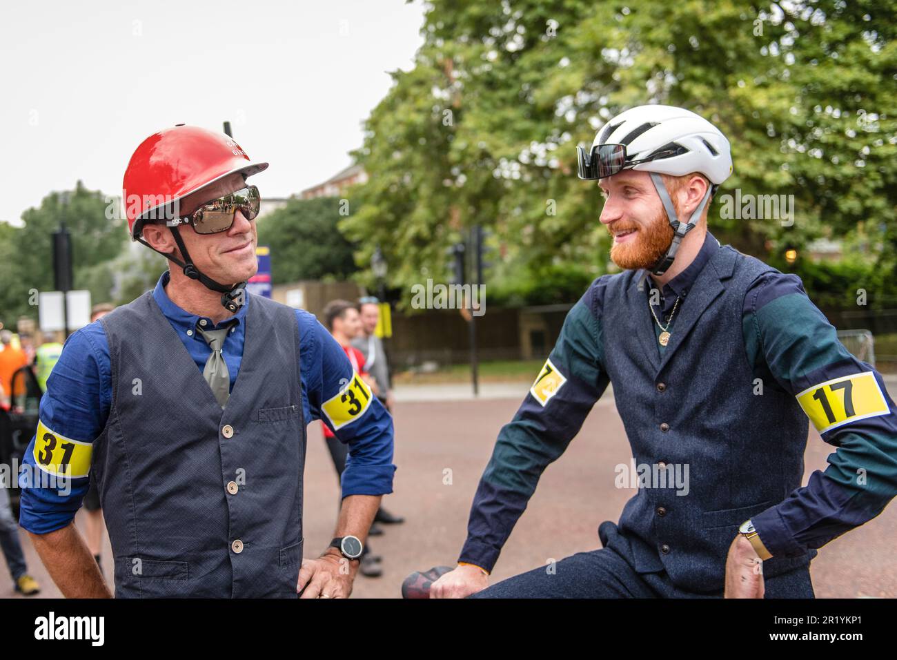 David Millar and Alec Briggs getting ready at the Brompton world ...