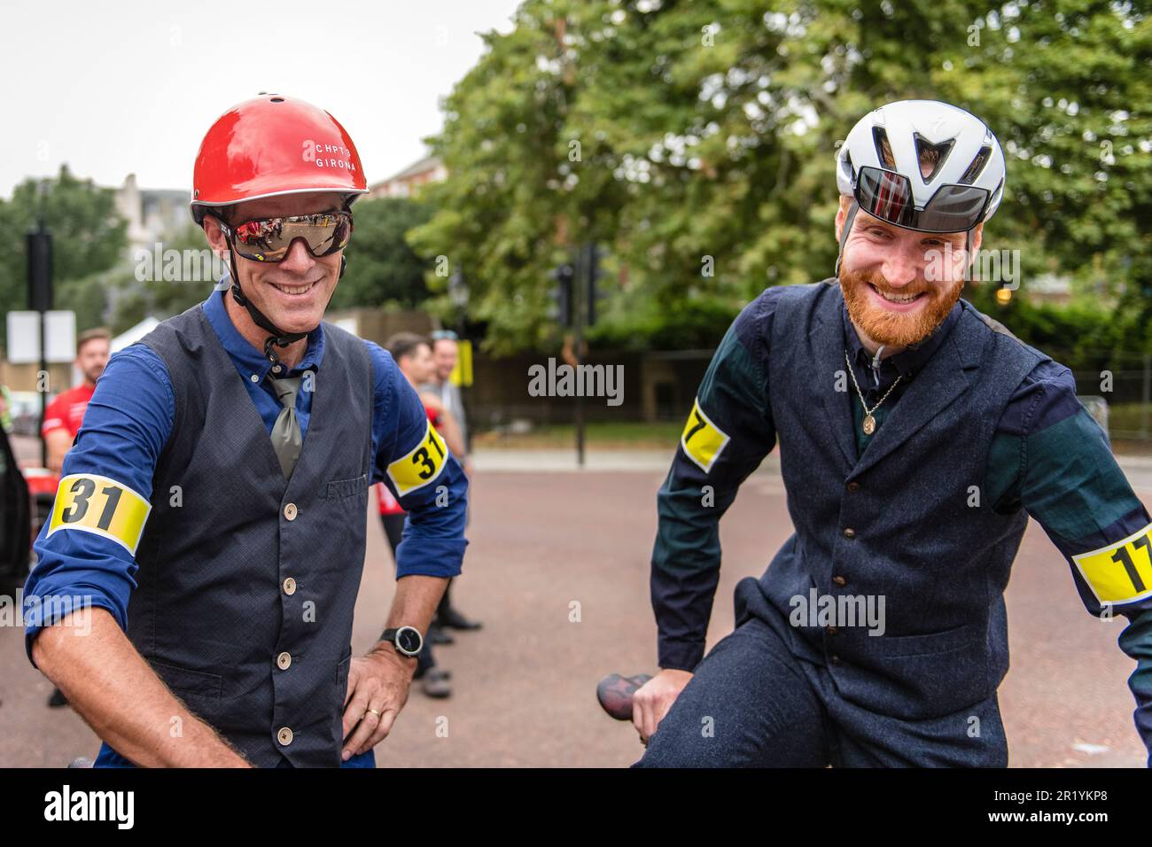 David Millar and Alec Briggs getting ready at the Brompton world ...