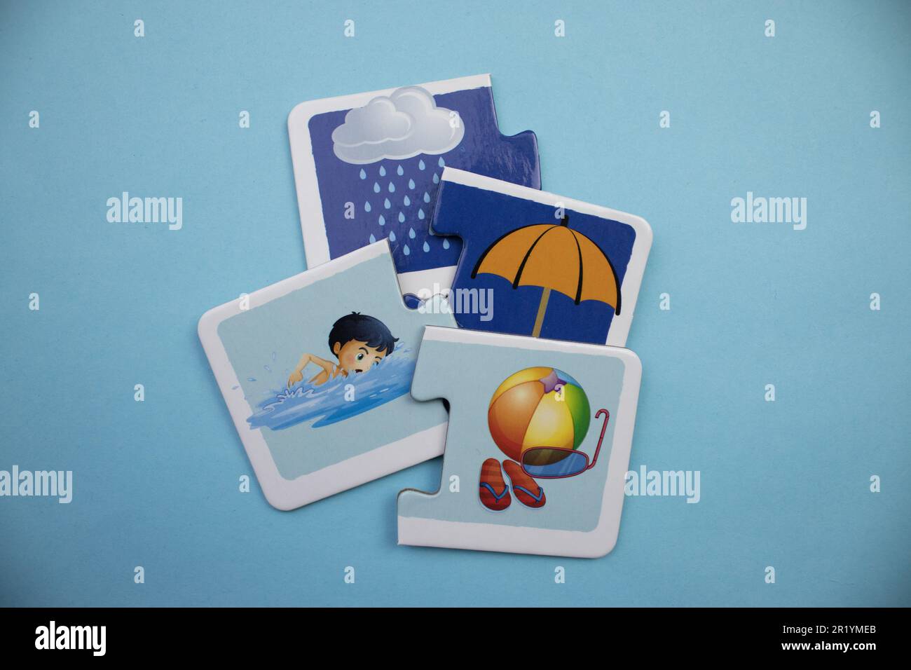 Information puzzle placed on the edge of the blue background. Holiday ...