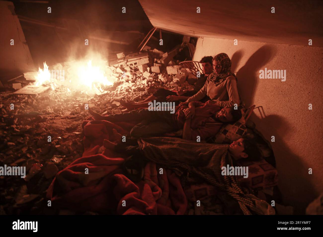 Gaza City, Palestine. 16th May 2023. The Palestinian Nabhan family sits ...