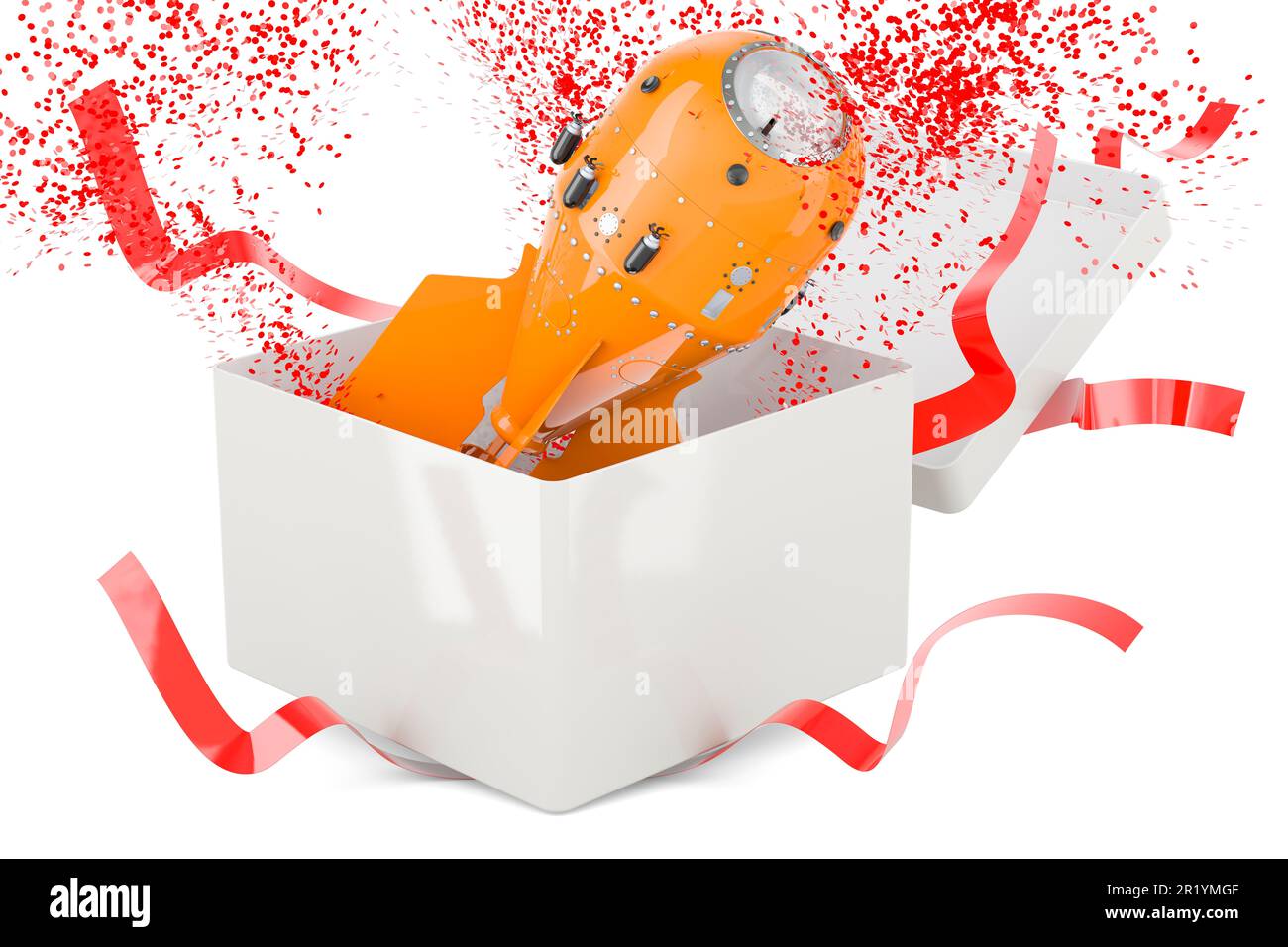 Atomic bomb, nuclear weapon inside gift box, 3D rendering isolated on ...