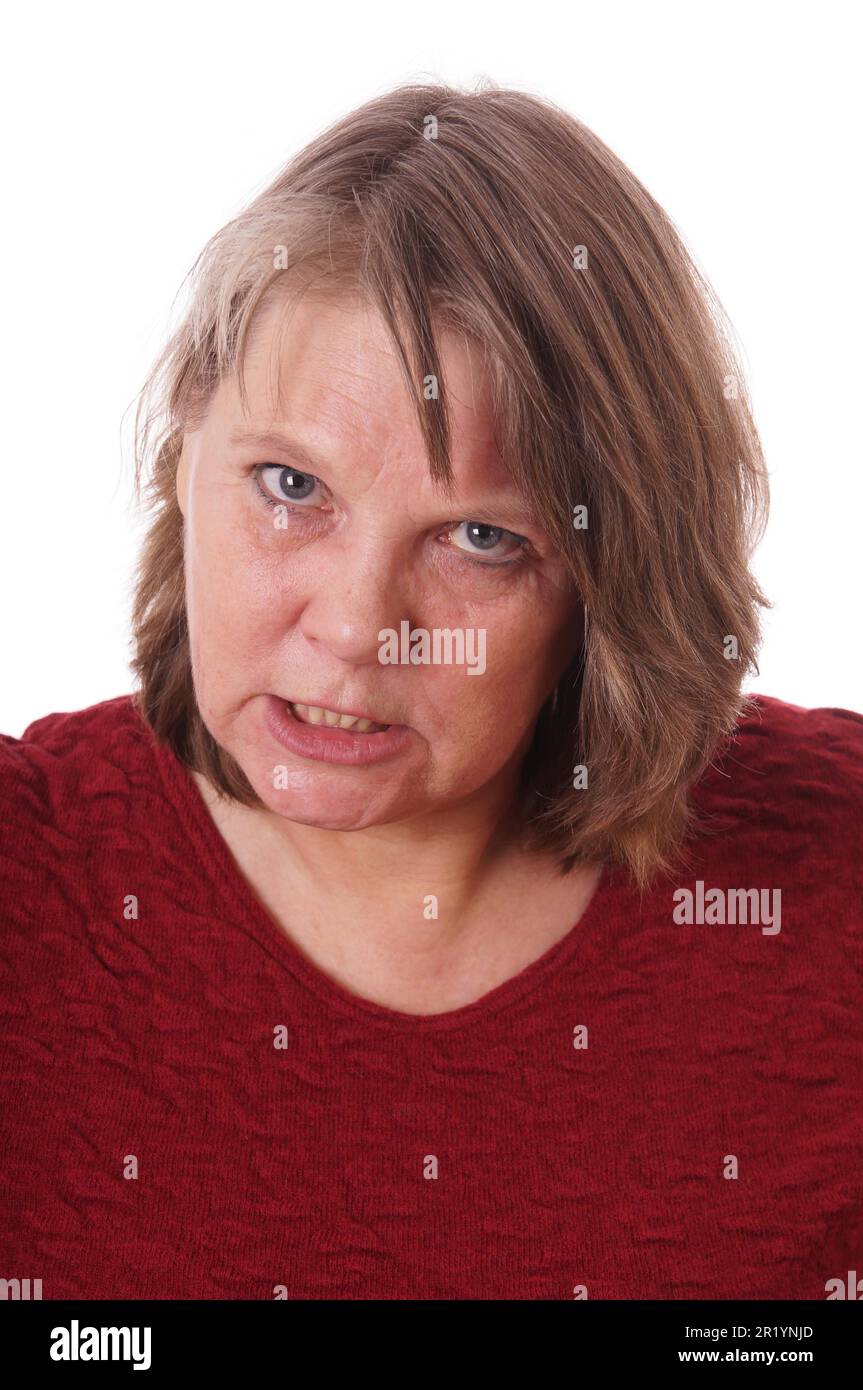 senior woman with mad expression Stock Photo - Alamy