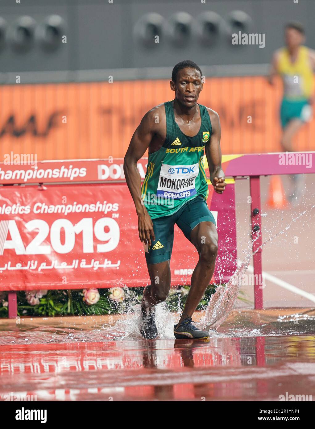 Rantso Mokopane participating in the 3000 meter steeplechase at the ...