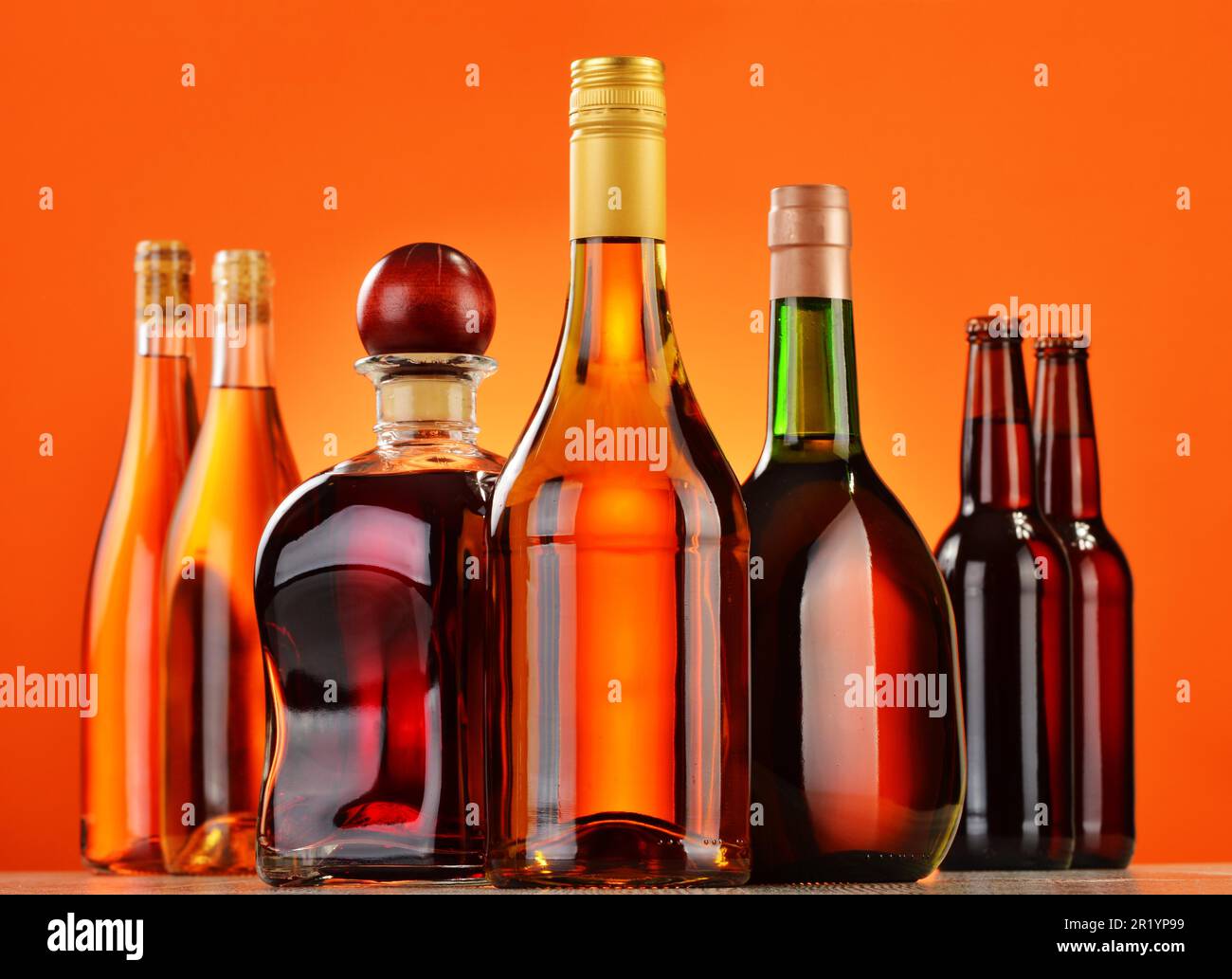 Bottles of assorted alcoholic beverages Stock Photo - Alamy