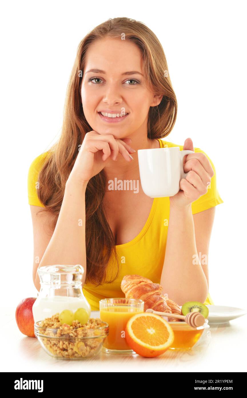 Woman having meal Cut Out Stock Images & Pictures - Alamy