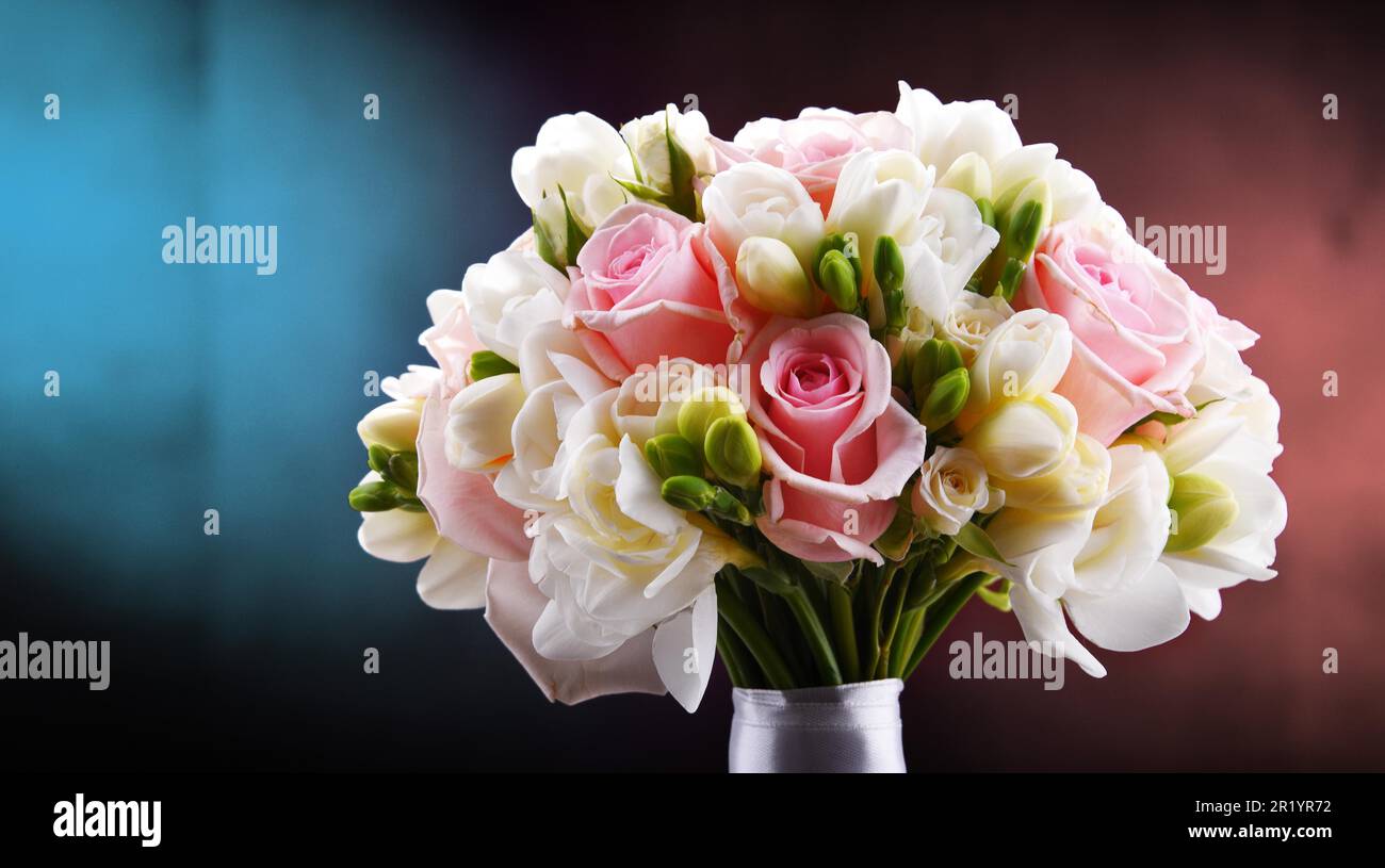 Composition with wedding bouquet Stock Photo - Alamy