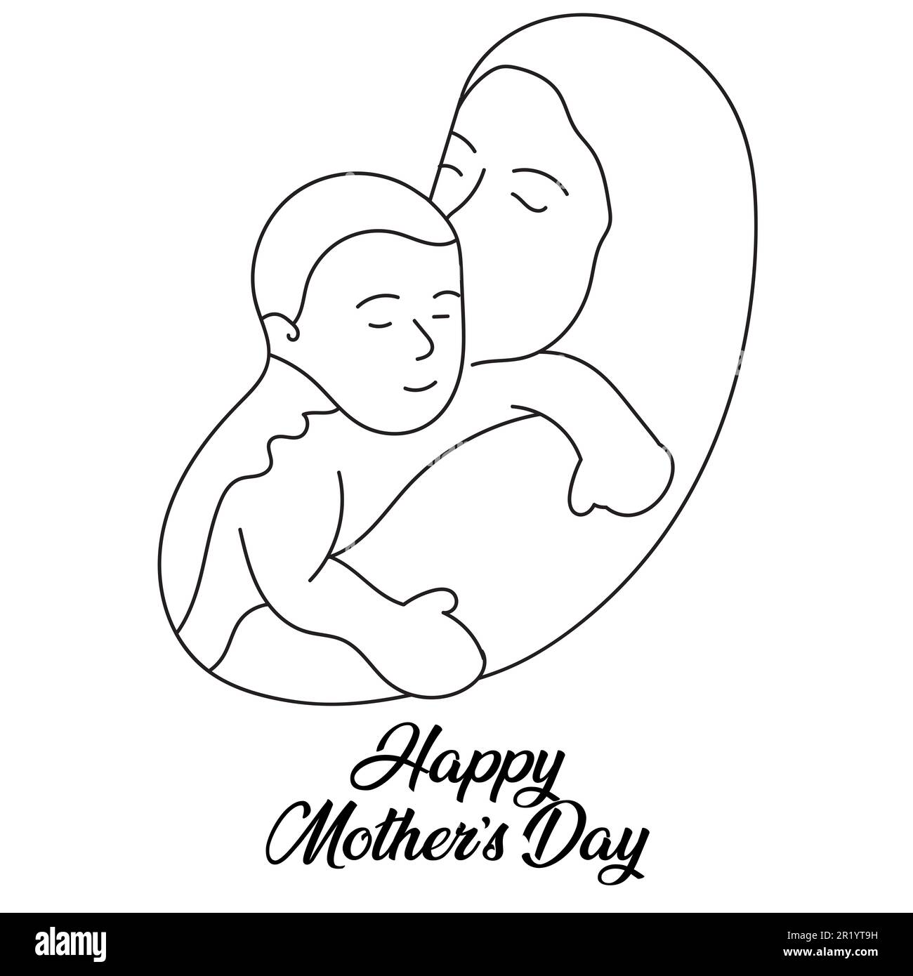 Mothers Day Drawing Or Doodle Line Art Cartoon Illustration Sketch Of