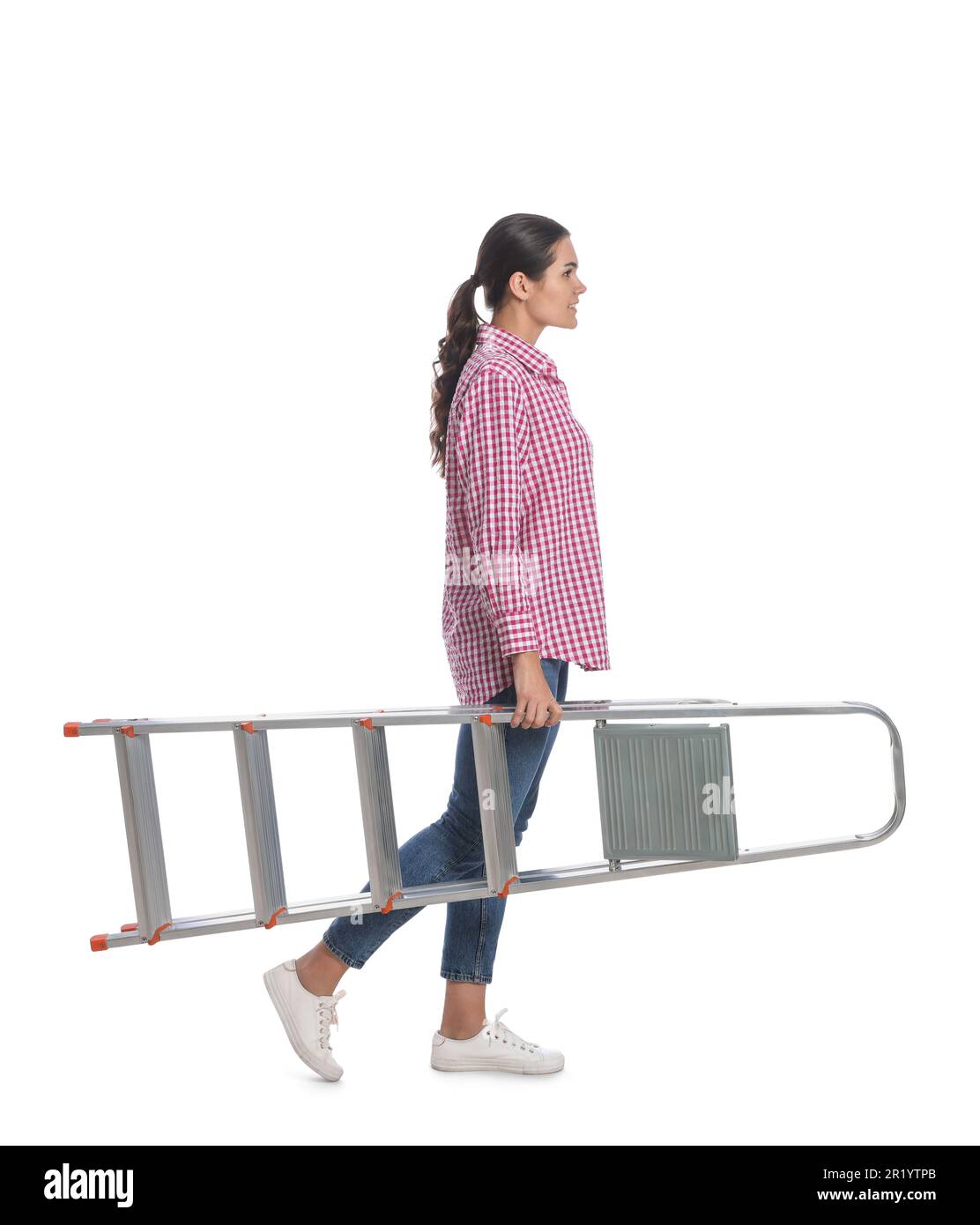 Holding step ladder Cut Out Stock Images & Pictures - Alamy
