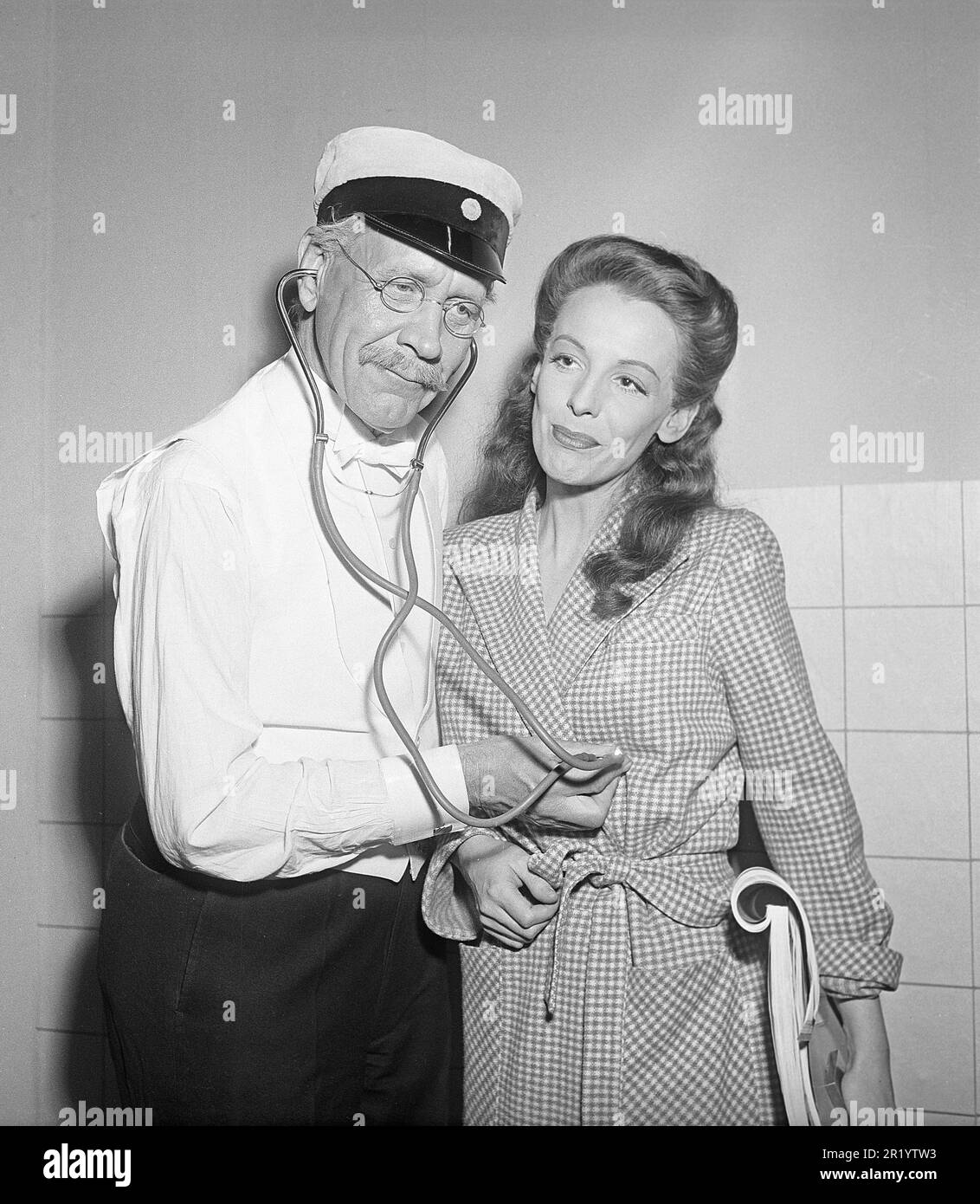 Behind the scenes at the theatre in the 1950s. The young actress Signe ...