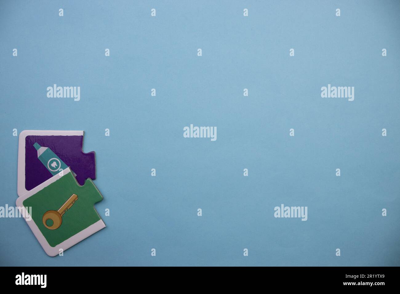 Information puzzle placed on the edge of the blue background. The key ...