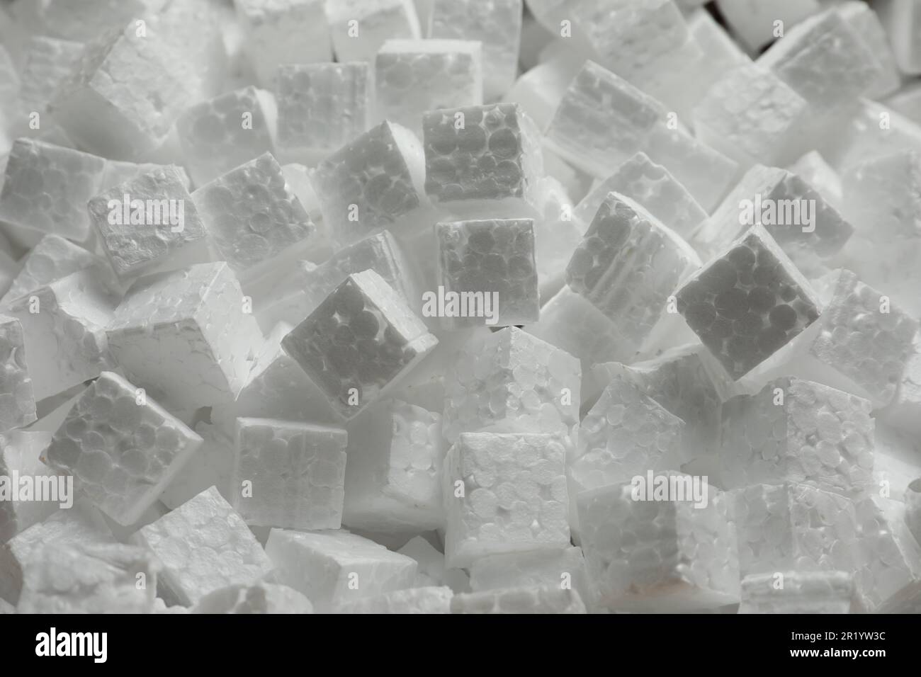 Polystyrene styrofoam pieces for packaging as background, closeup Stock ...