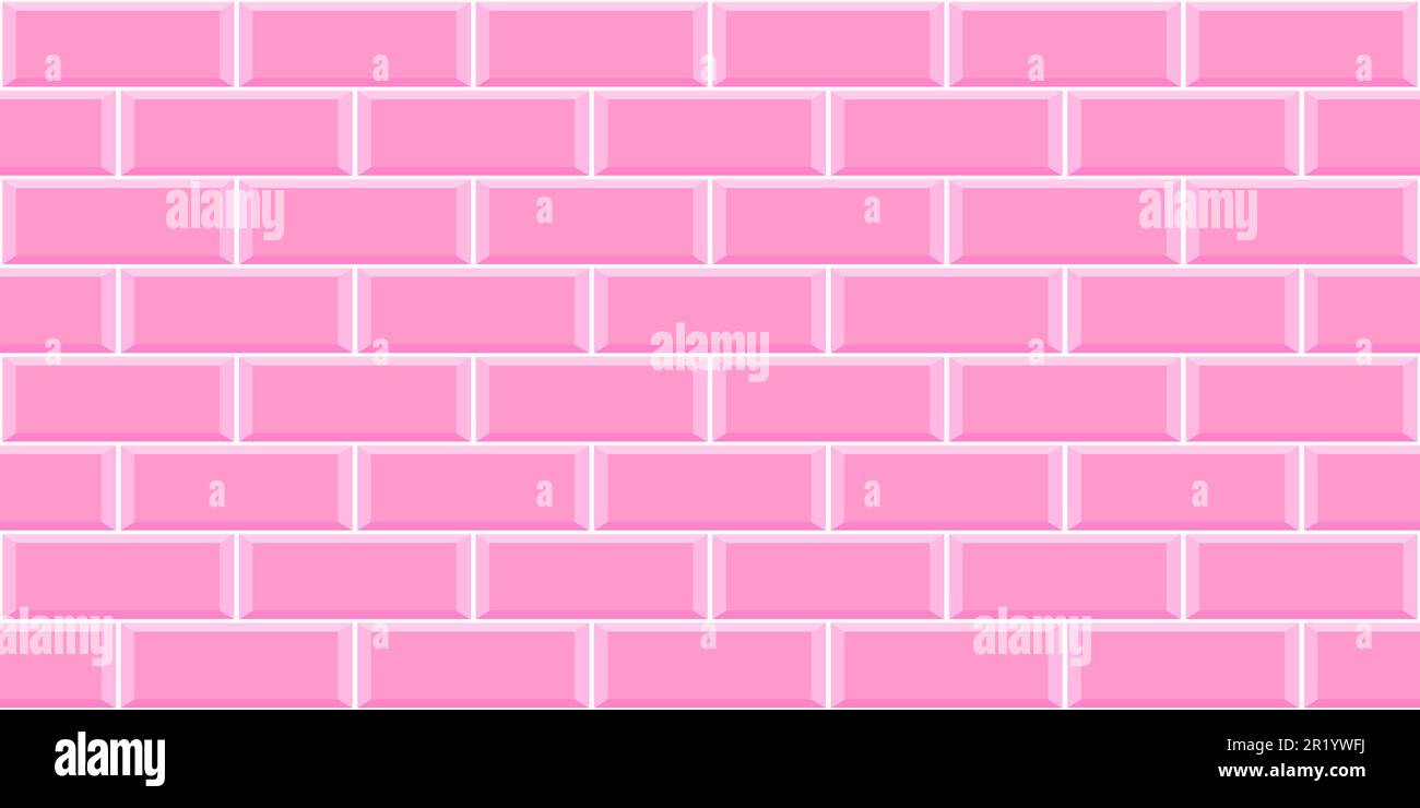 Pink subway tile seamless pattern. Metro stone brick wall background ...