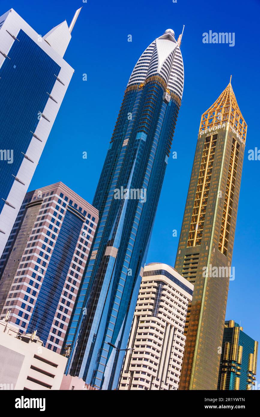 DUBAI, UNITED ARAB EMIRATES - FEB 6, 2019: Architecture od Trade Centre ...