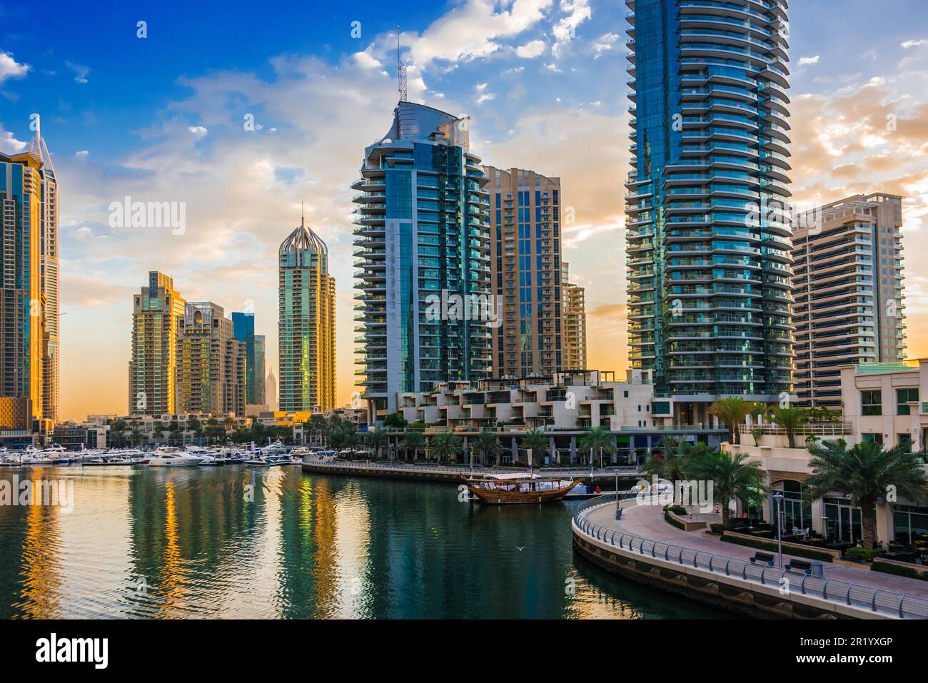 Modern residential architecture of Dubai Marina, United Arab Emirates ...
