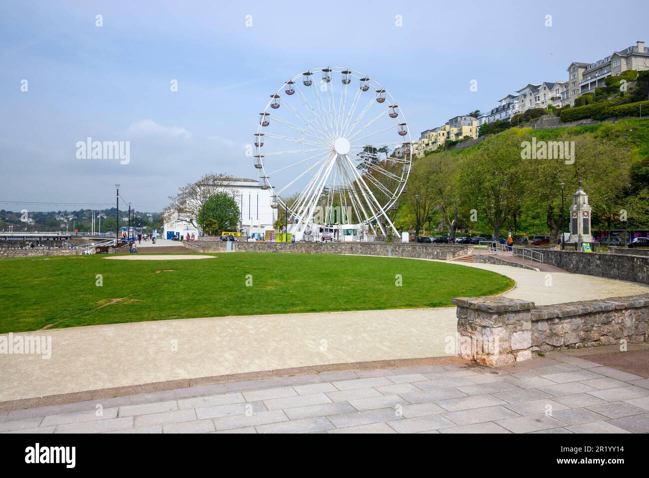 Torquay, Devon in May. English Riviera Wheel and helicopter pad on the ...