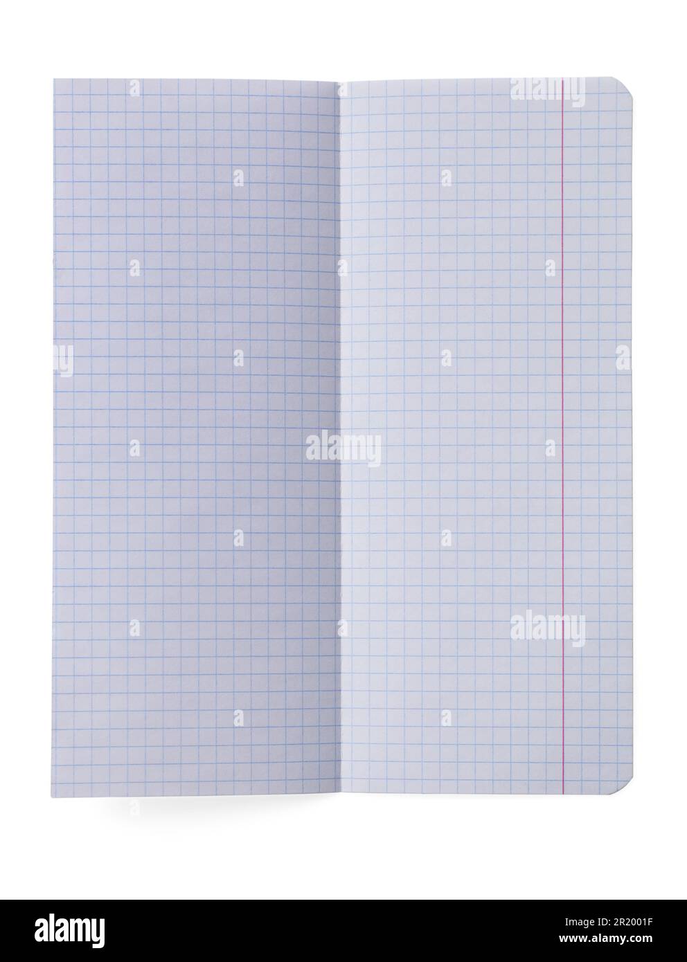 Folded checkered sheet of paper on white background, top view Stock ...