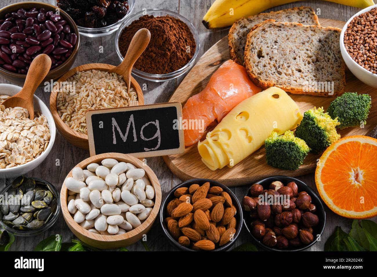 Composition with food products rich in magnesium Stock Photo - Alamy