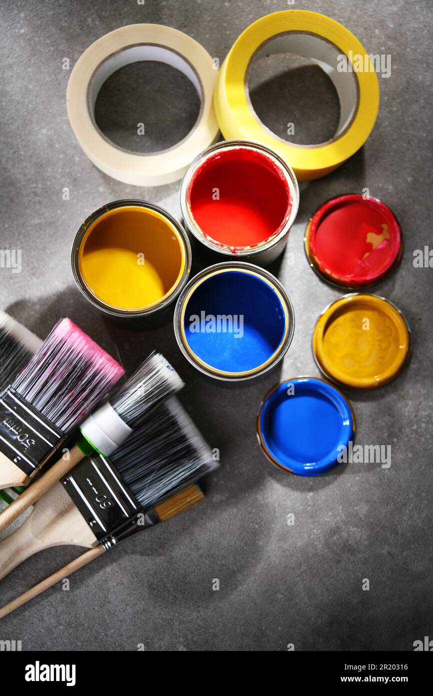 Wall paint cans home hi-res stock photography and images - Alamy