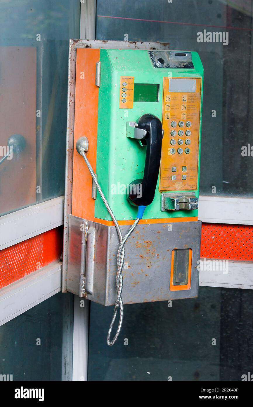 Old public phone is not in use Stock Photo - Alamy
