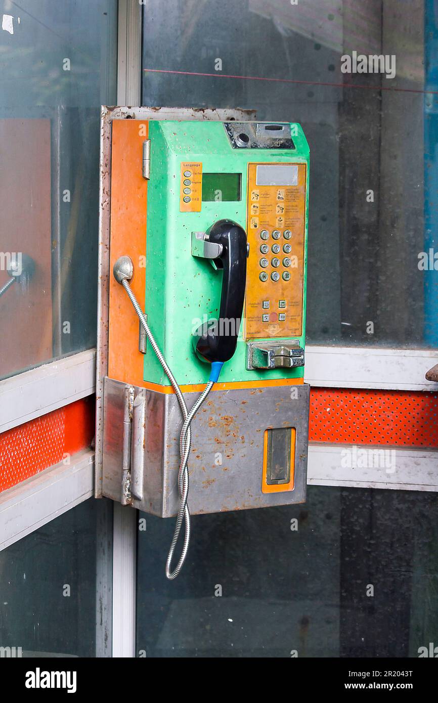 Old public phone is not in use Stock Photo - Alamy