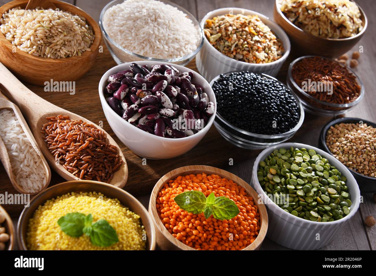 Composition with different kinds of dry food products Stock Photo - Alamy