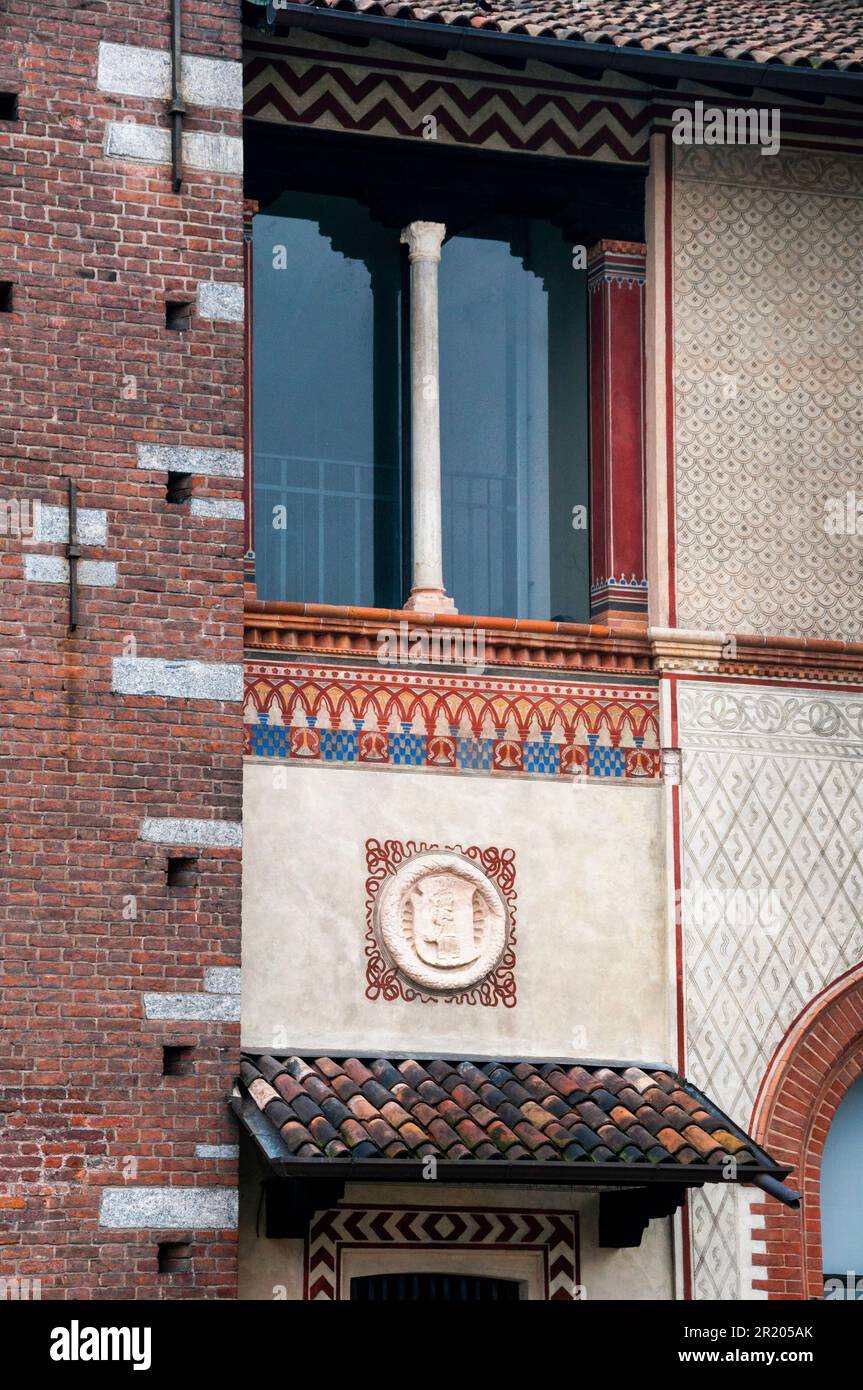 Decorative brick and inlay window at the Castello Sforzesco in Milan ...