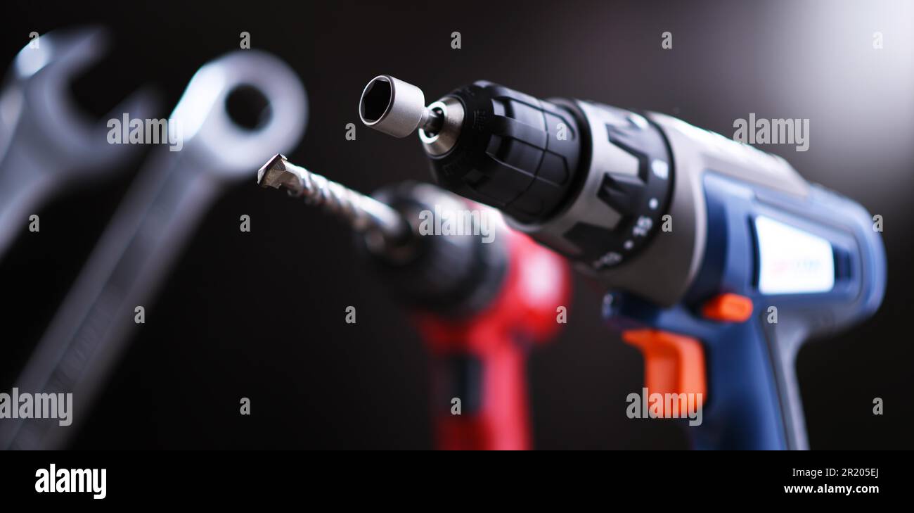 Composition with different kinds of hardware tools including cordless ...