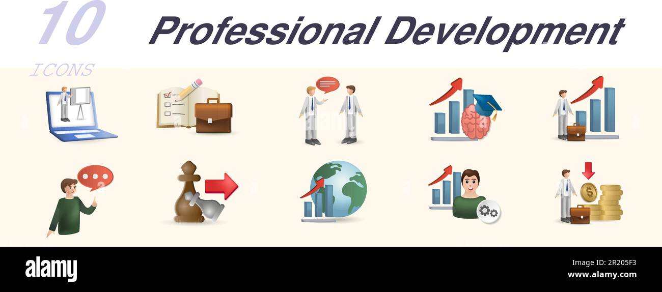 Professional development set. Creative icons: online training ...