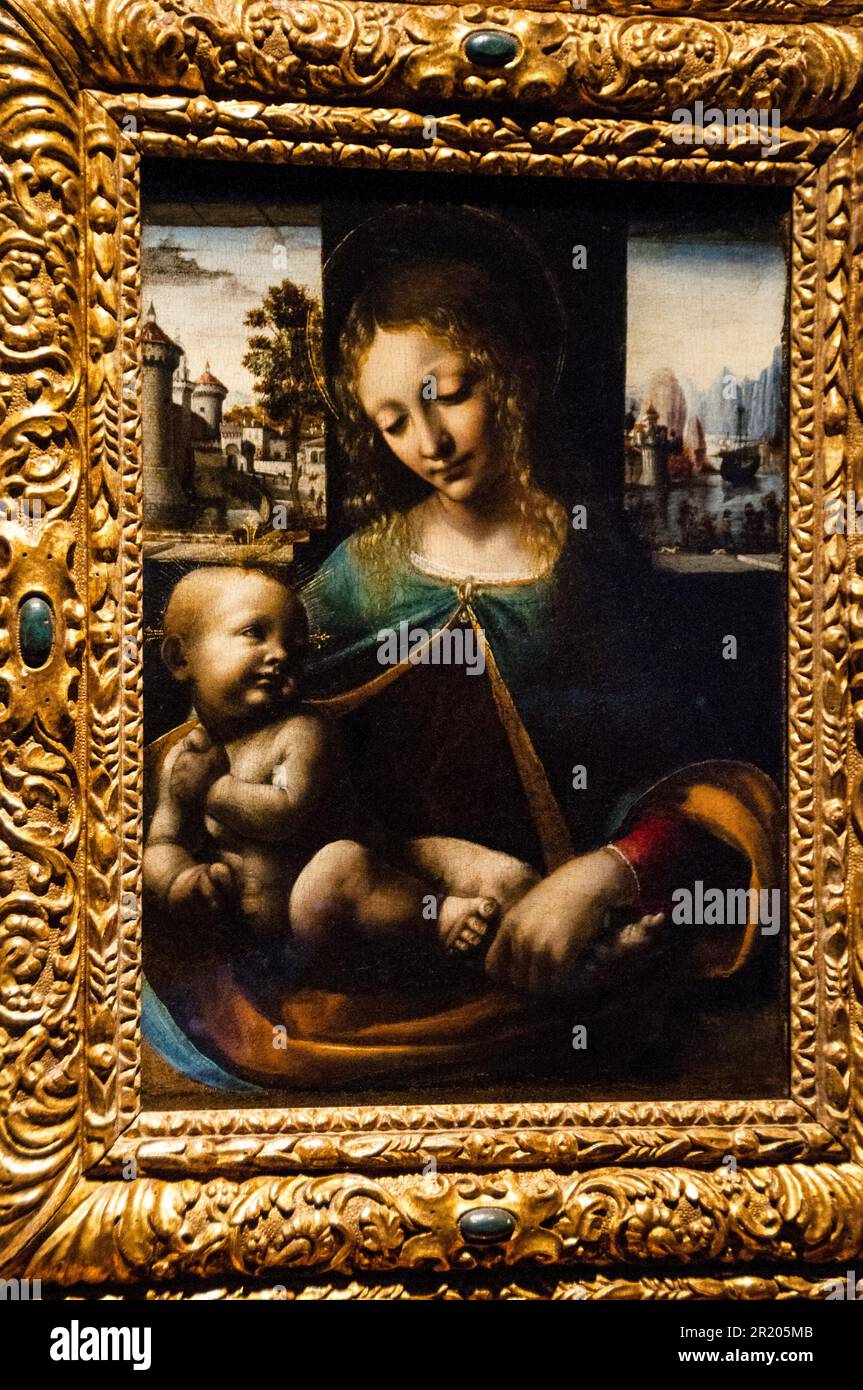 Virgin Mary and Baby Jesus painting inside the Pinacoteca del Castlello ...