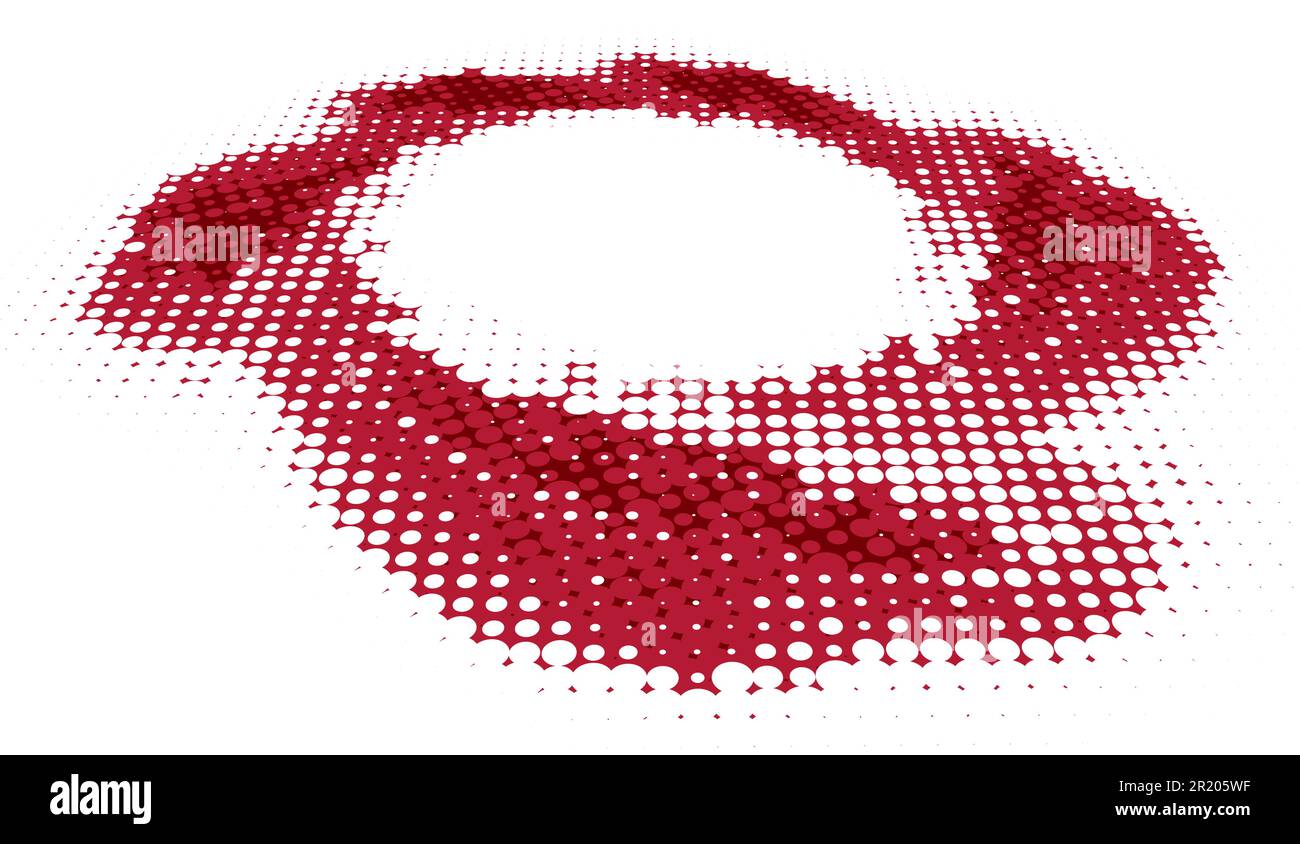 Abstract dotted red surface with halftone effect on white background. Vector graphic pattern ...